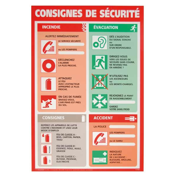 Consignes générales de sécurité - signaletique plaque panneau consigne ...