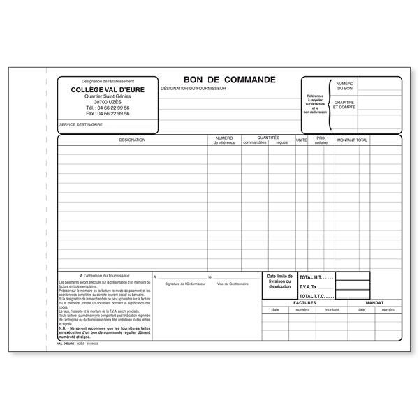 Carnet 50 bons de commande personnalisé (paysage) - carnet cahier ...