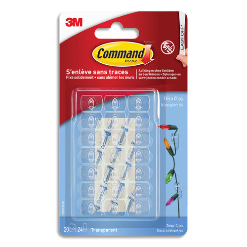 COMMAND Blister de 20 mini crochets déco transparents Command™. S ...