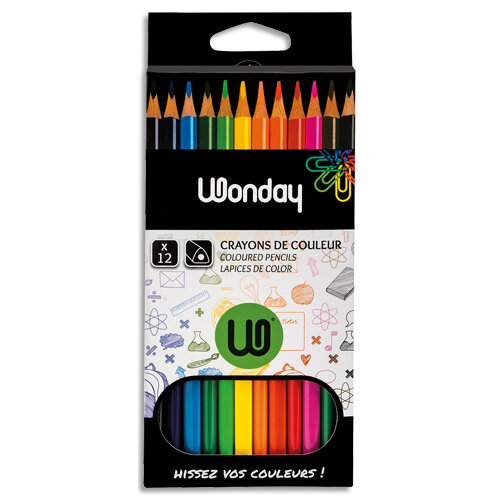 Boîte de 12 crayons de couleurs 18 cm - corps triangulaire WONDAY ...
